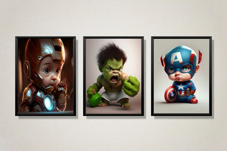 Set 10 Baby Avengers Prints,baby Superhero Marvel Wall Art, Poster Baby ...
