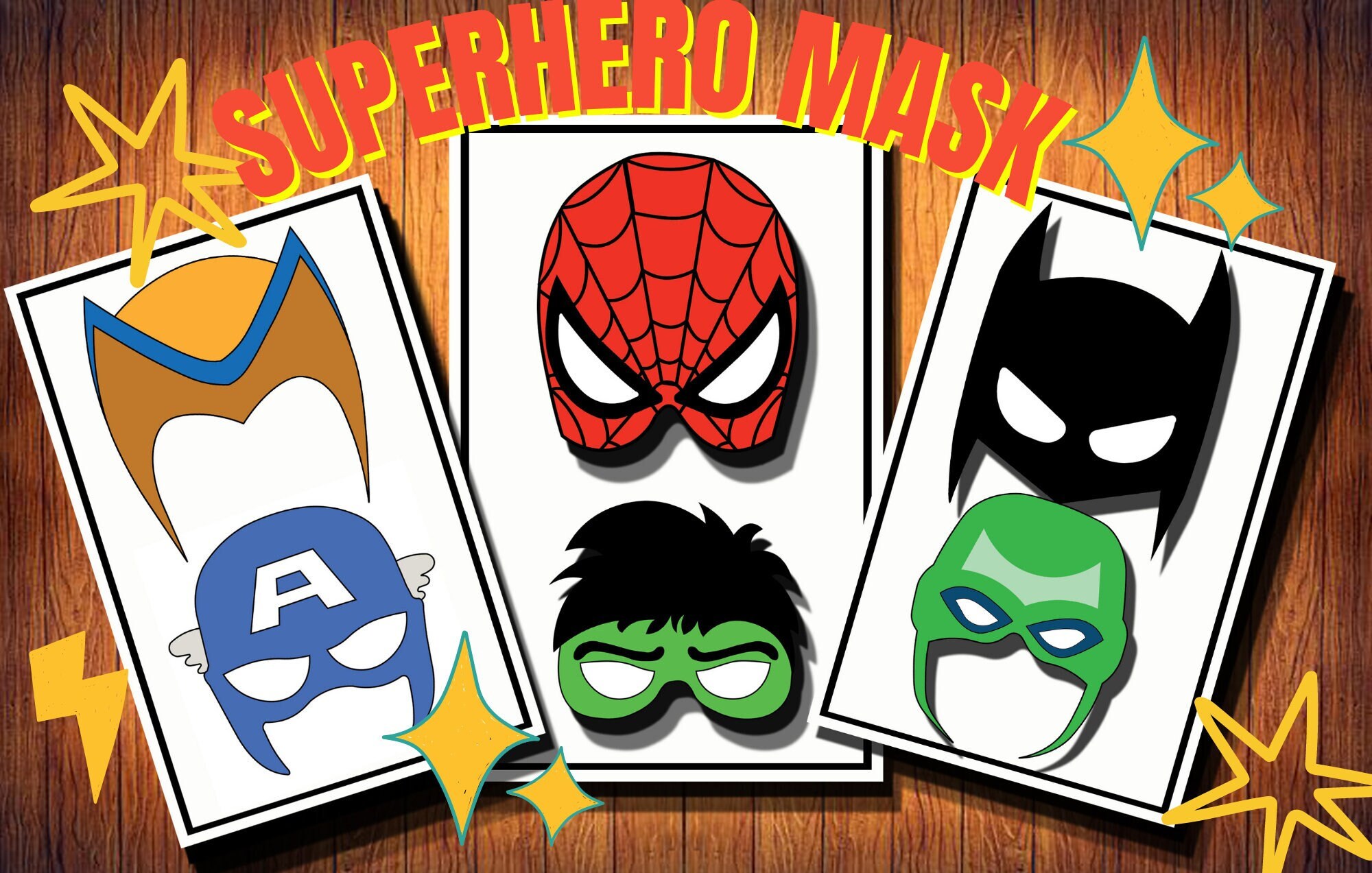 SUPERHEROES Photo Masks, Superhero Masks, Comic Book Party, Digital ...