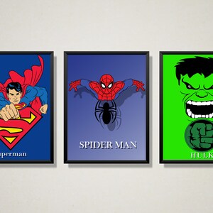 Superhero Set of 10, Digital Superhero Poster,superhero Prints ...