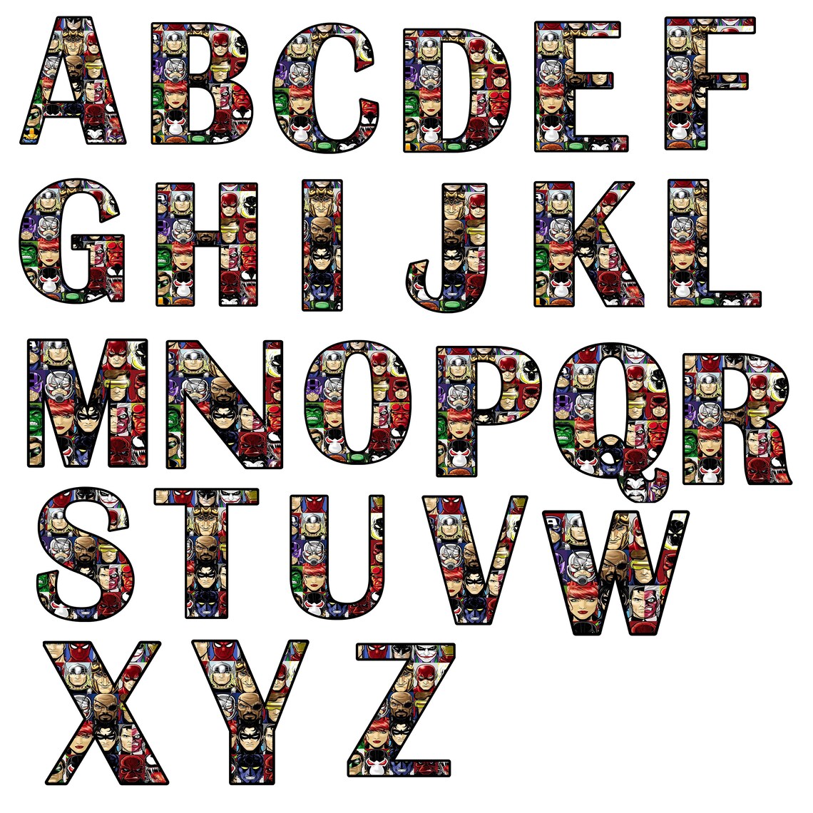 Superhero Alphabet Printable Letters Superhero Custom Name Personalized Name Digital Superhero