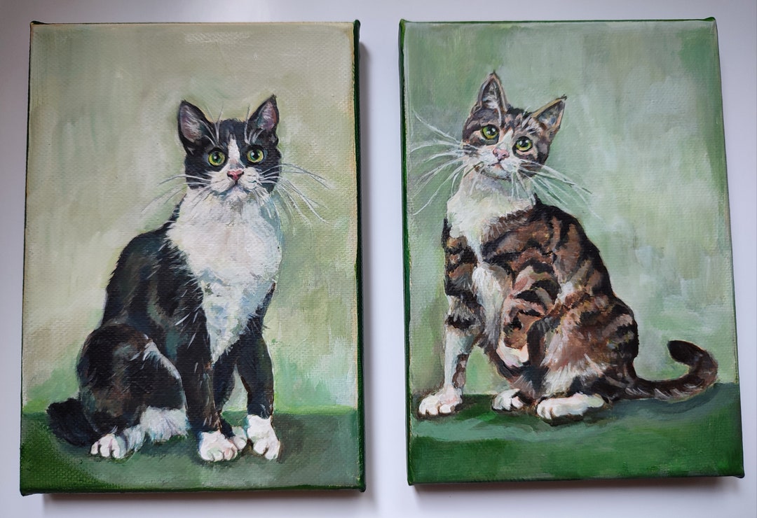 Acrylic Picture Set of 2 8 Velvet Paws / 2 Cats / Animal Portrait - Etsy