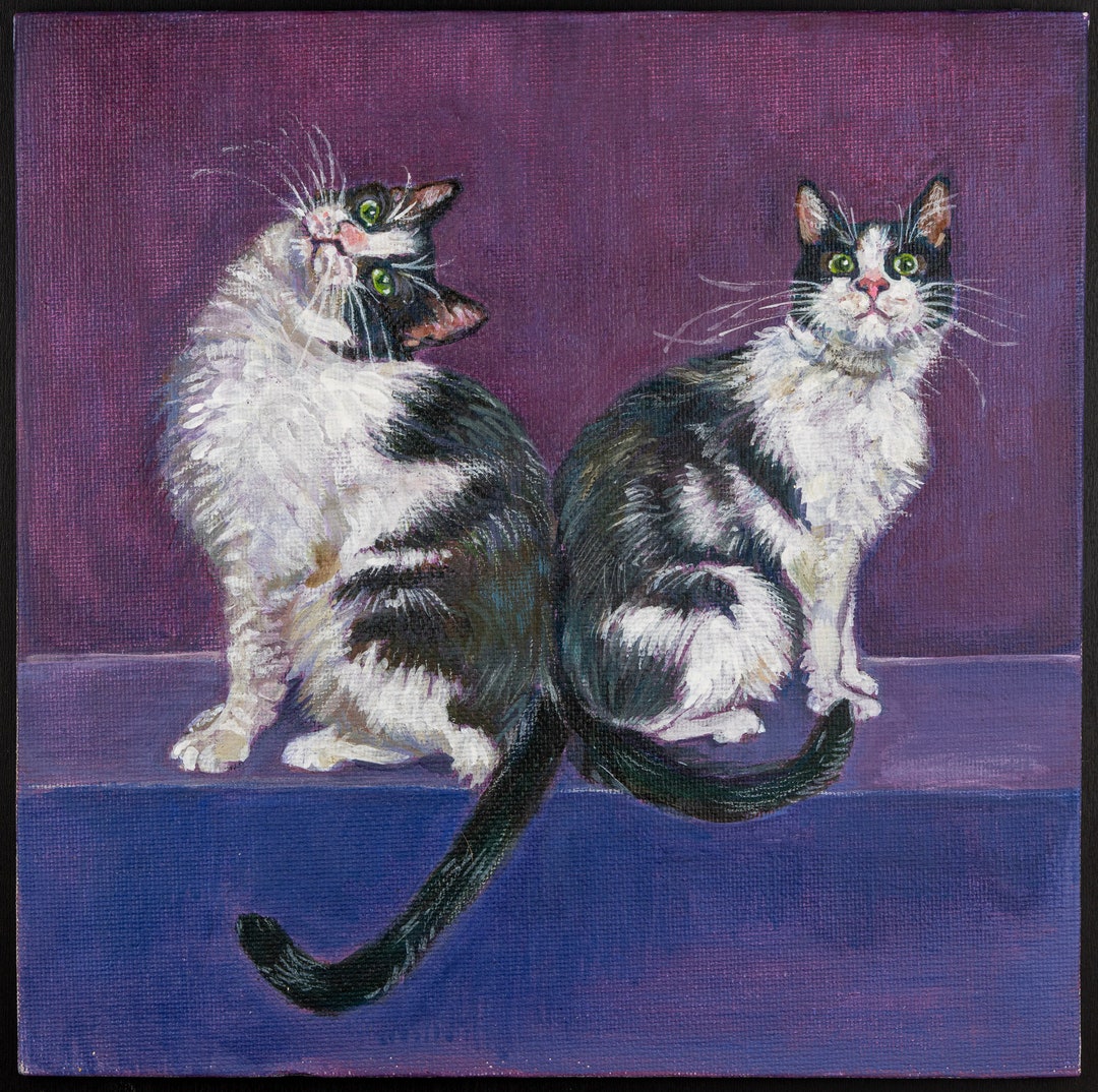 Acrylic Picture Cats "bonnie and Clyde" / Cat Pair / Pet Portrait - Etsy