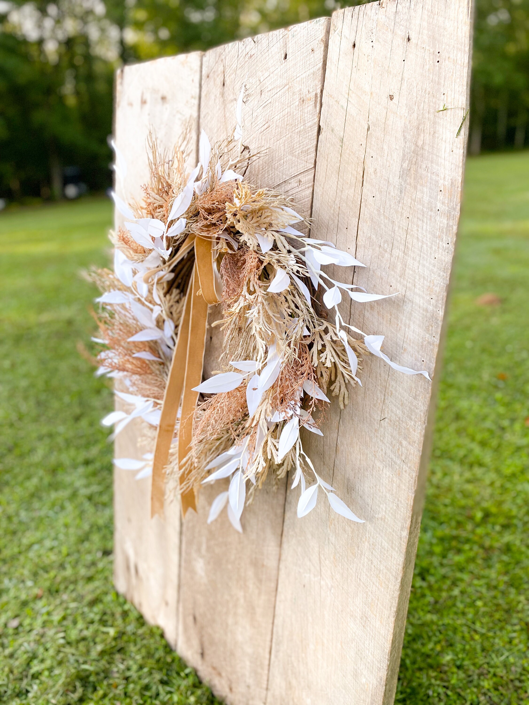 Neutral Fall Boho Wreath for Front Door, Neutral Modern Farmhouse Wall ...