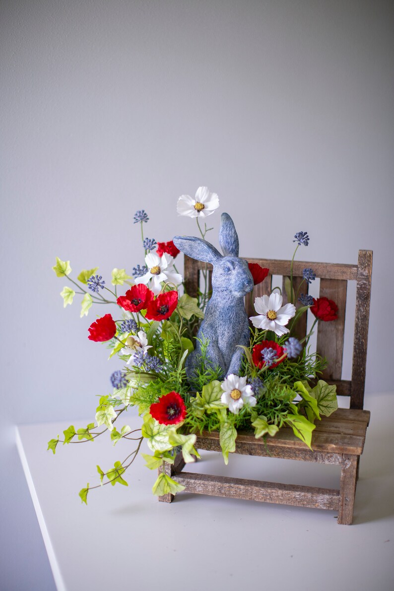 Summer Bunny Table Decor, Patriotic Table Arrangement, Summer Table ...