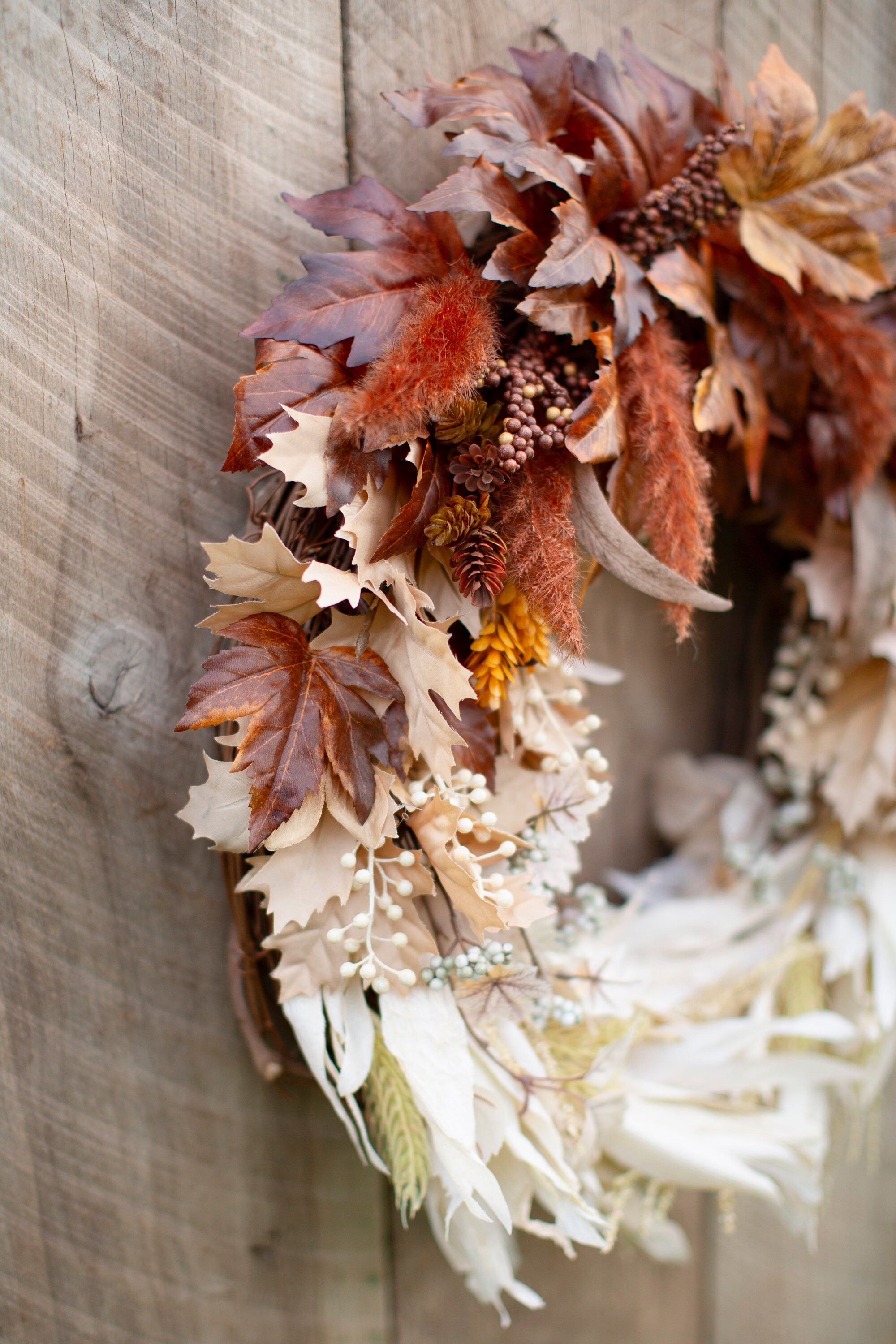 Fall Leaves Wreath, Ombre Fall Wreath, Housewarming Gift, Front Door ...