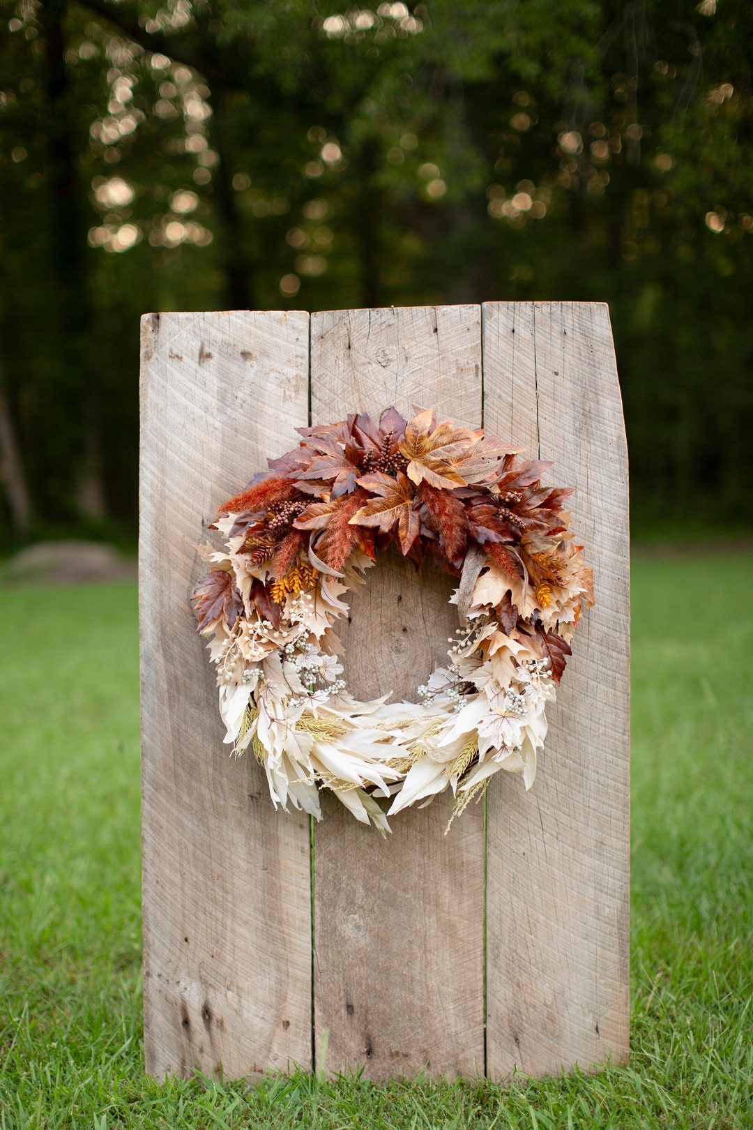 Fall Leaves Wreath, Ombre Fall Wreath, Housewarming Gift, Front Door ...