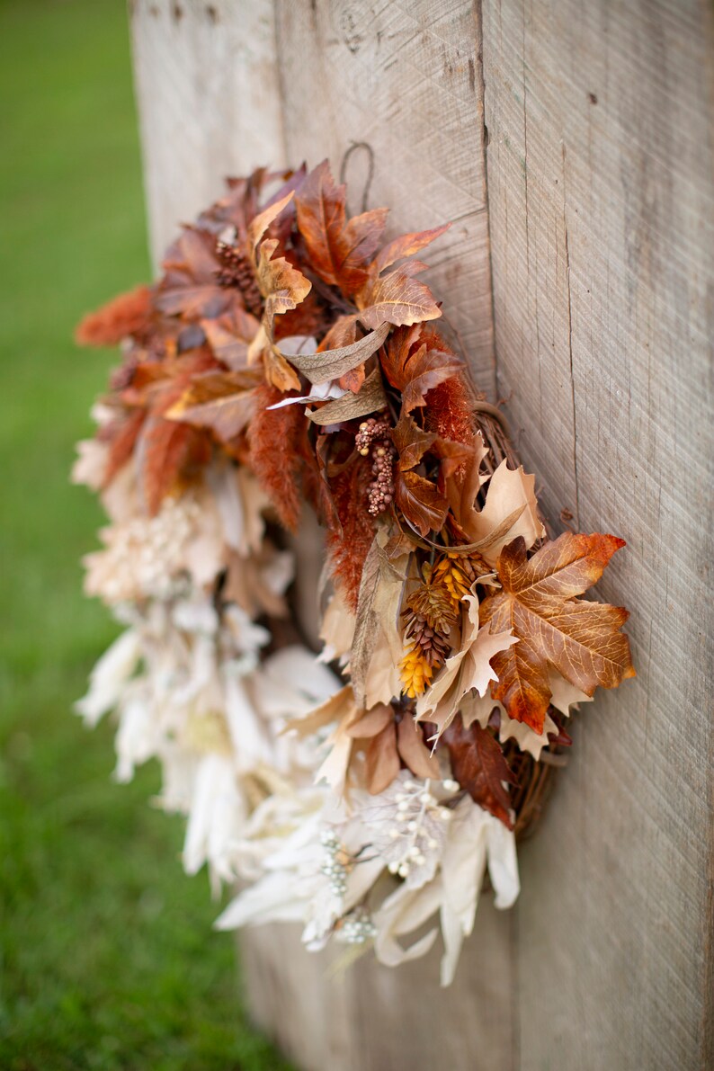 Fall Leaves Wreath, Ombre Fall Wreath, Housewarming Gift, Front Door ...