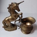 Vintage Solid Bronze Unicorn Statue - Gold Tone Base Pitcher Office ...