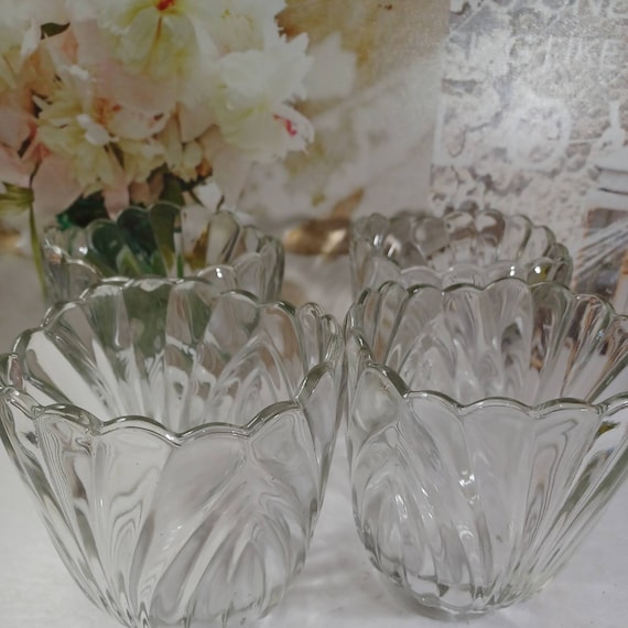 4 Vintage Fan Cut Lead Crystal Glass Hurricane Candle 5 - Etsy
