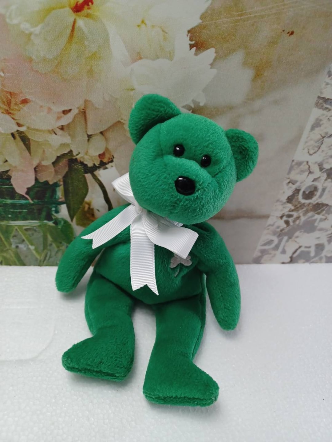 Ty Beanie Buddy “ERIN” the Green Shamrock Irish Bear- 9” Born 1997 St ...