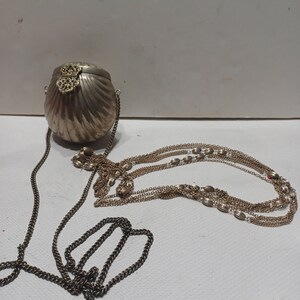 Vintage Metal Clam Shell Purse Metallic Seashell Pattern Black Velve - Etsy