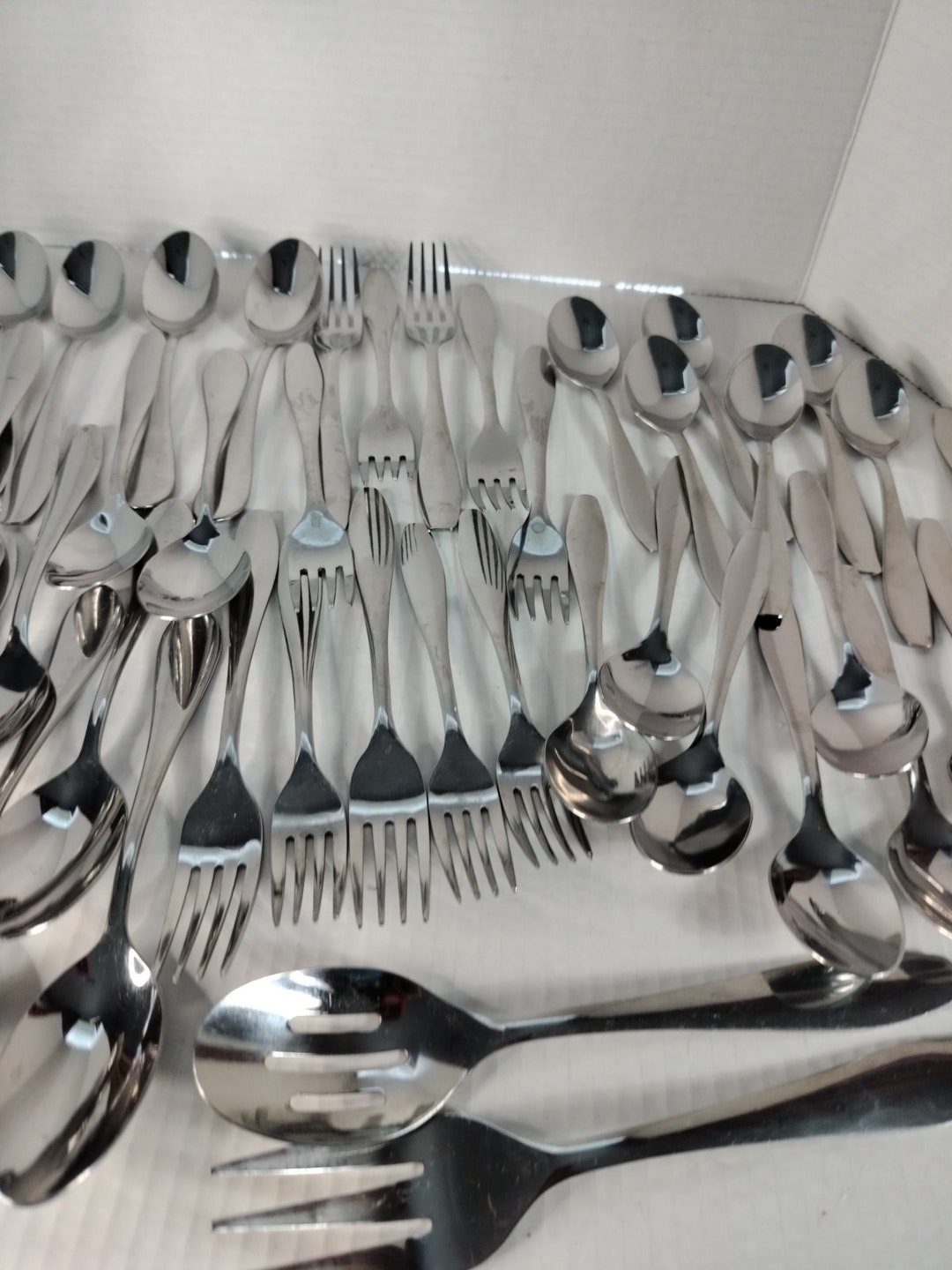 Flatware Utensils 46 Pieces Cambridge Silver Stainless Spoon Fork Knife ...