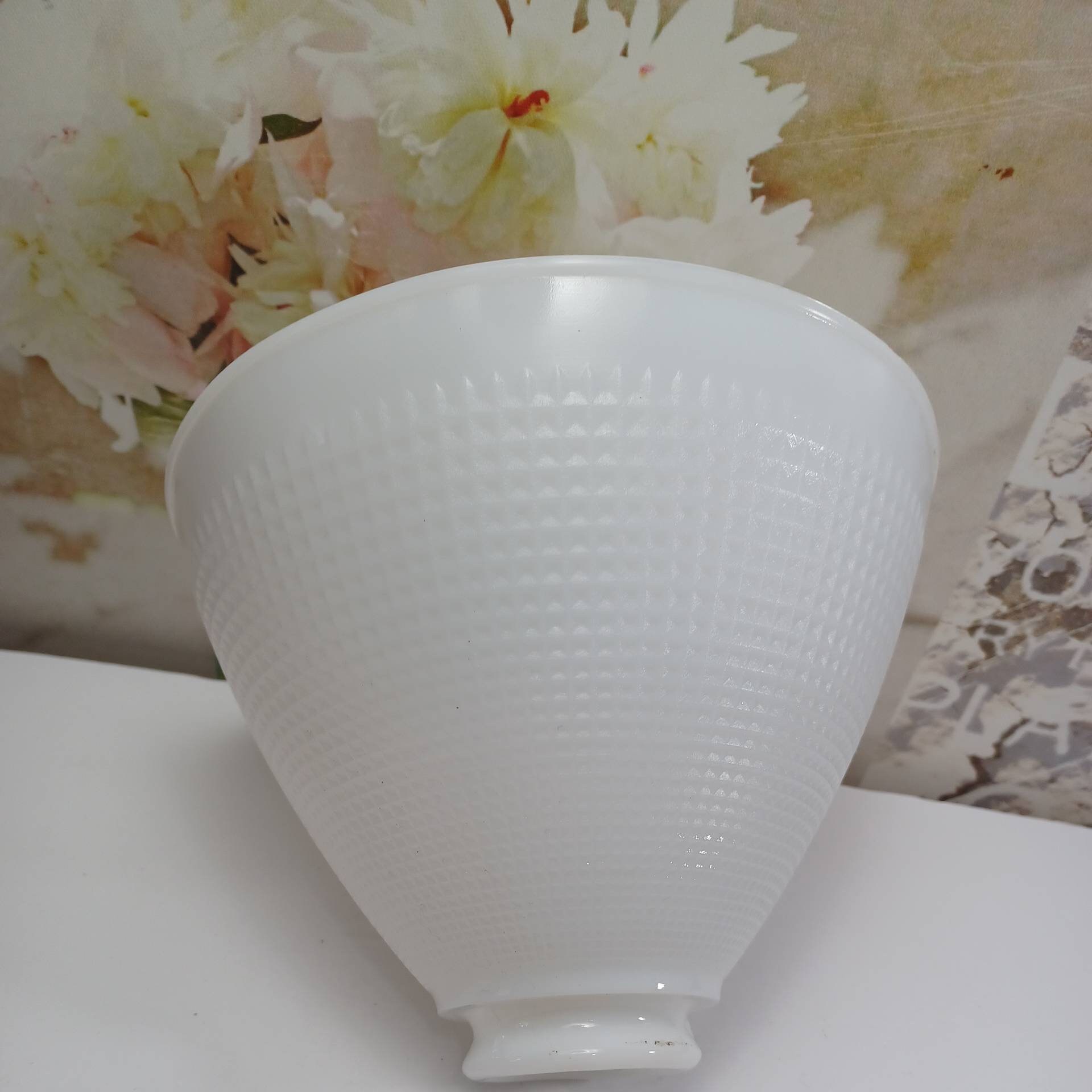 Vintage Milk Glass Waffle Lamp Shade Pattern White Shade - Etsy