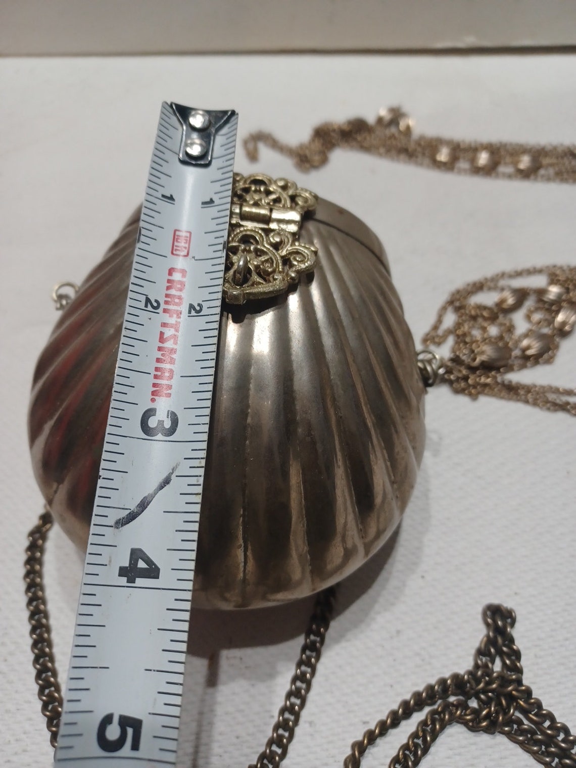 Vintage Metal Clam Shell Purse Metallic Seashell Pattern Black Velve - Etsy