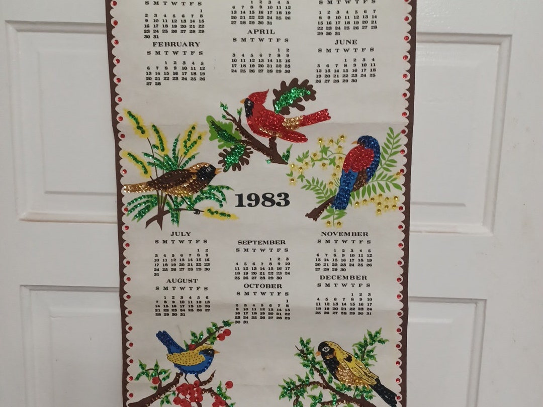 Bird Calendar Sequin and Beaded Design, This 1984 Calendar - Etsy