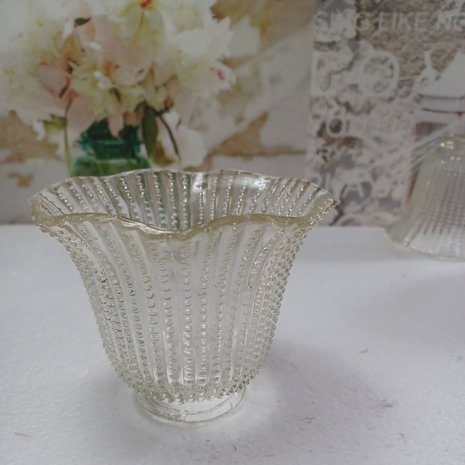 Replacement Lampshade Vintage Glass Luster Shade Beaded Ribbed - Etsy