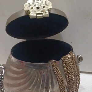 Vintage Metal Clam Shell Purse Metallic Seashell Pattern Black Velve - Etsy