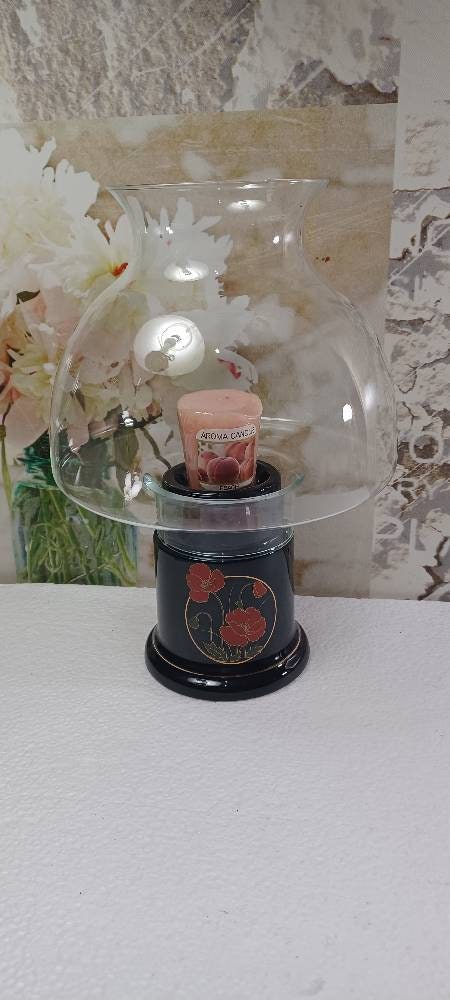 Hurricane Lamp Clear Glass Dome Globe Fine China Ceramic - Etsy