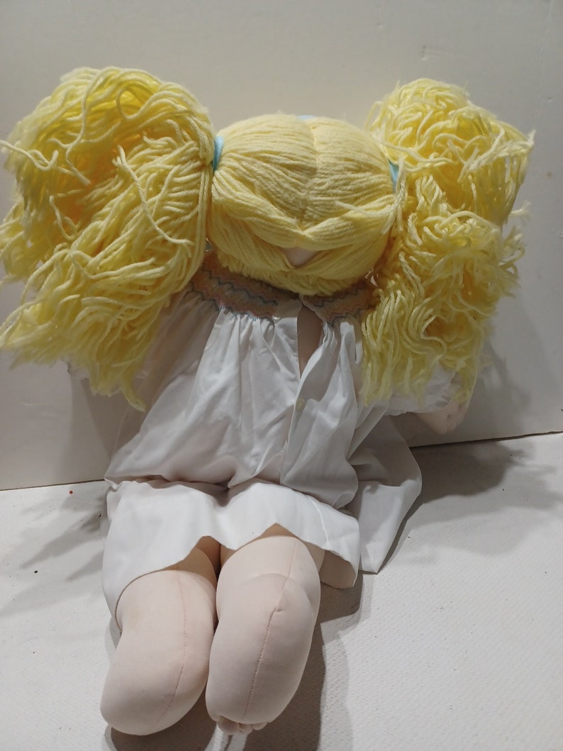 Vintage Handmade Soft Sculpture Rag/cloth Doll Yarn Hair/painted Eyes ...