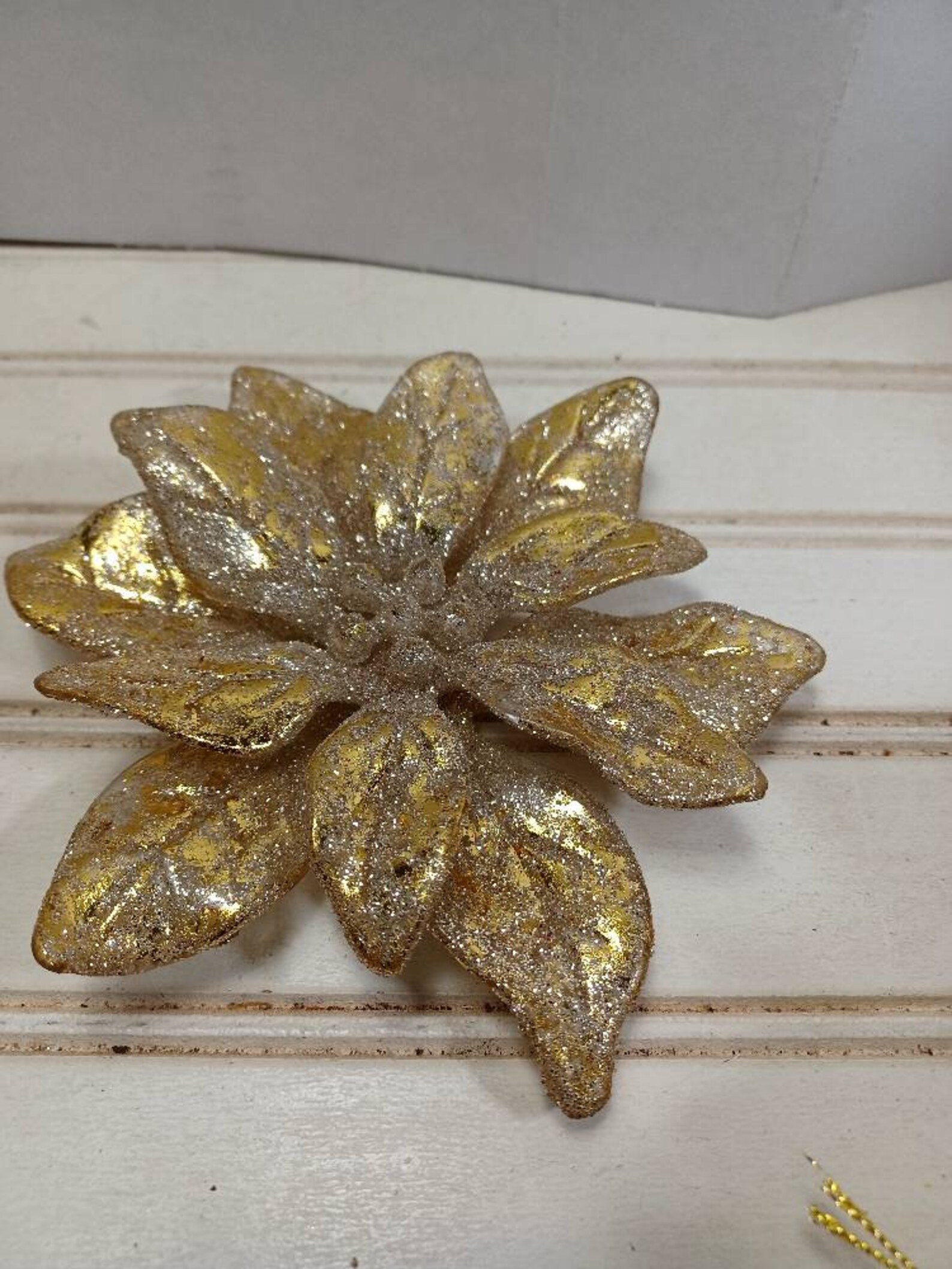 5 Vintage Gold Glittering Poinsettias Christmas Ornament - Etsy