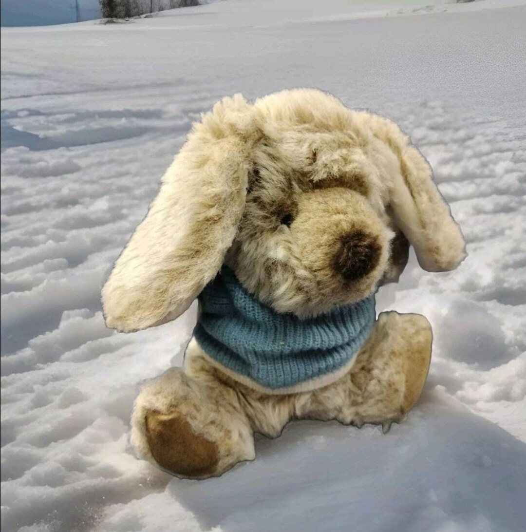 Russ Berrie Ruffy Stuffed Plush Puppy Dog Floppy Ears Blue Sweater 11 ...