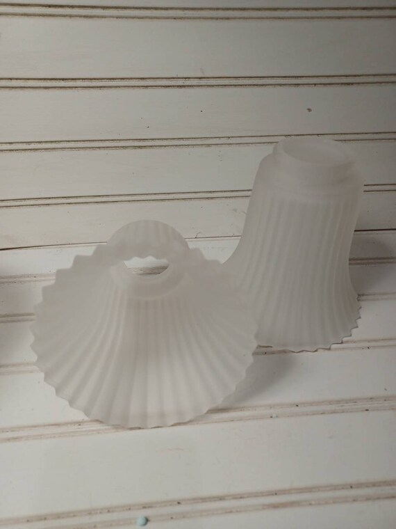 2 Light Shade Bell Ribbed Frosted Wall Sconce Ceiling Fan | Etsy
