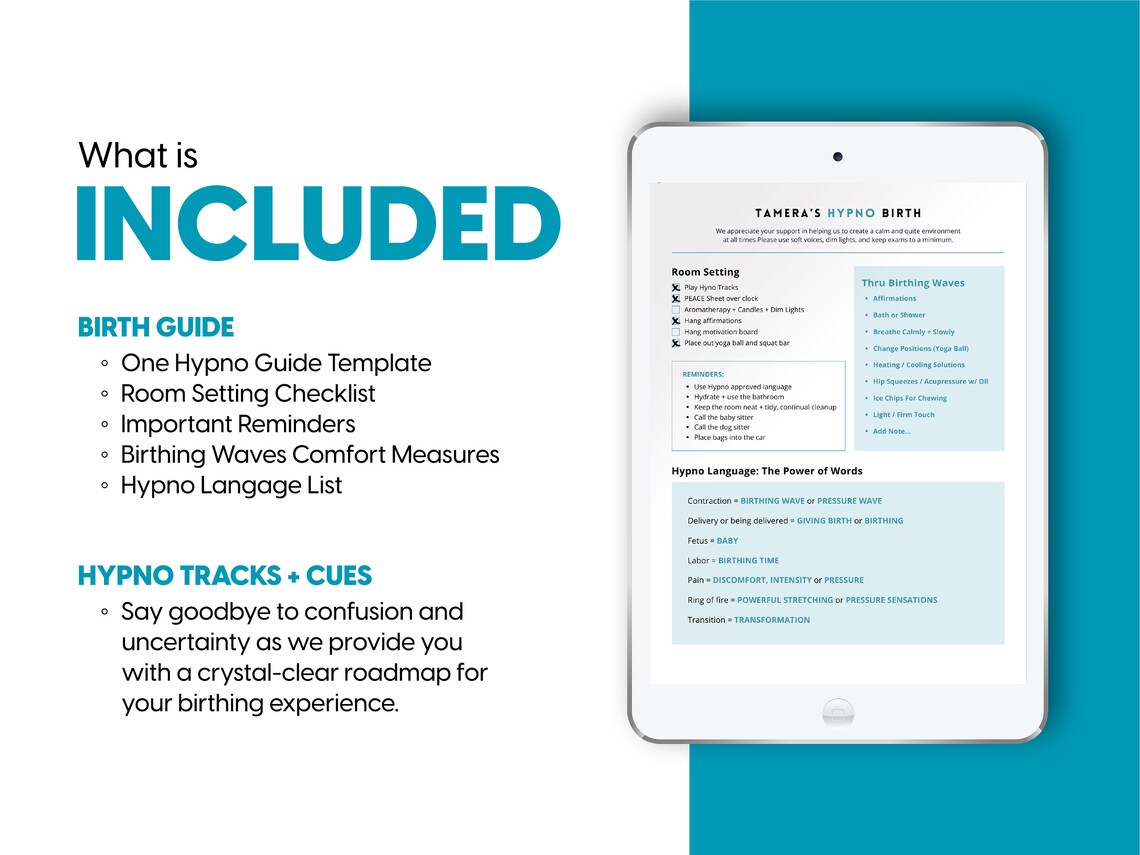 Hypno Birth Guide With Tracks and Cues - Instant Download - Editable ...