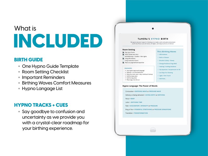 Hypno Birth Guide With Tracks and Cues - Instant Download - Editable ...