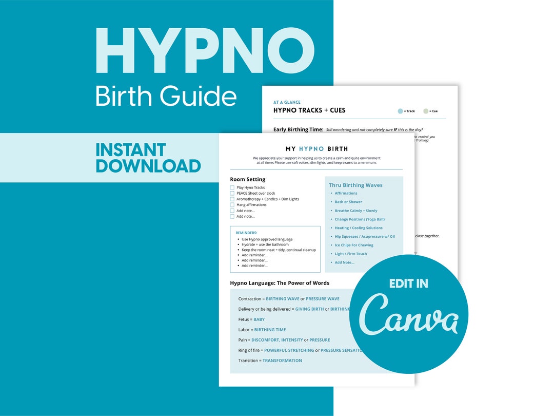 Hypno Birth Guide With Tracks and Cues - Instant Download - Editable ...