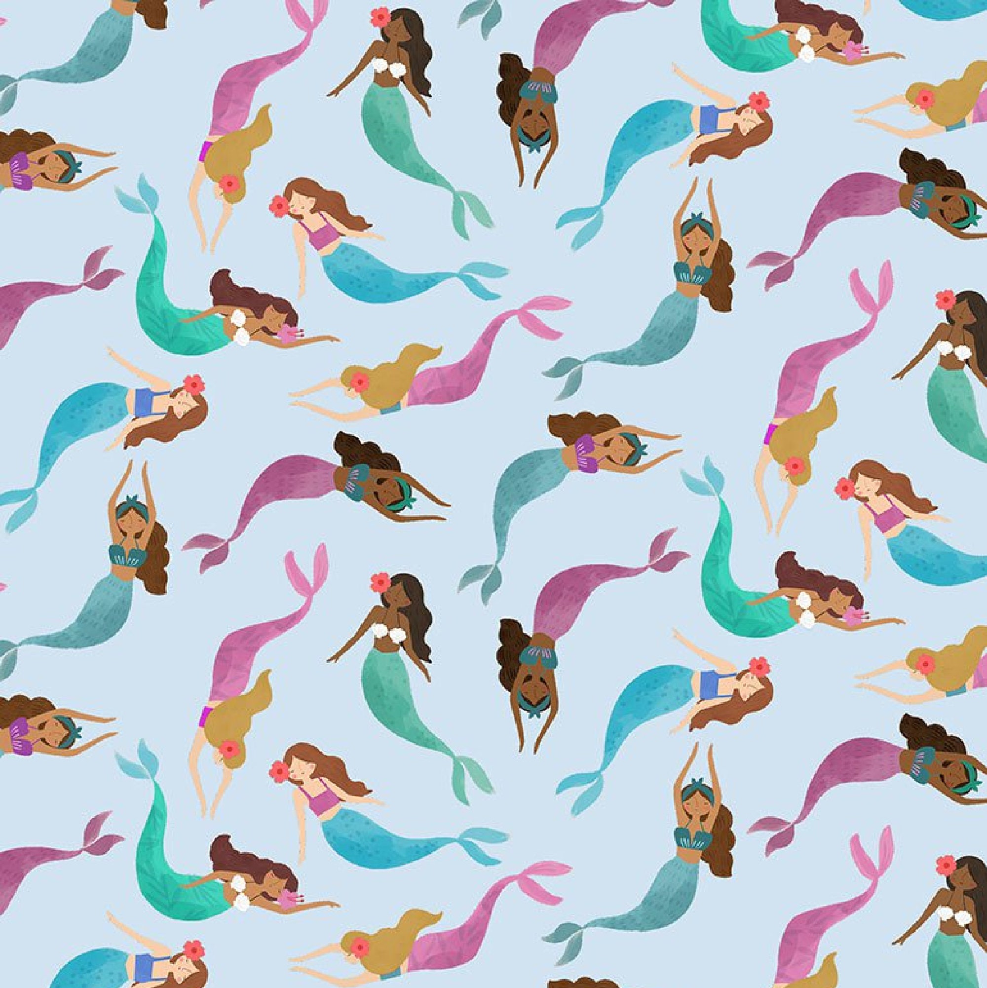 Mermaid Cotton Fabric Dear Stella Shell Yeah Mermaid Toss - Etsy