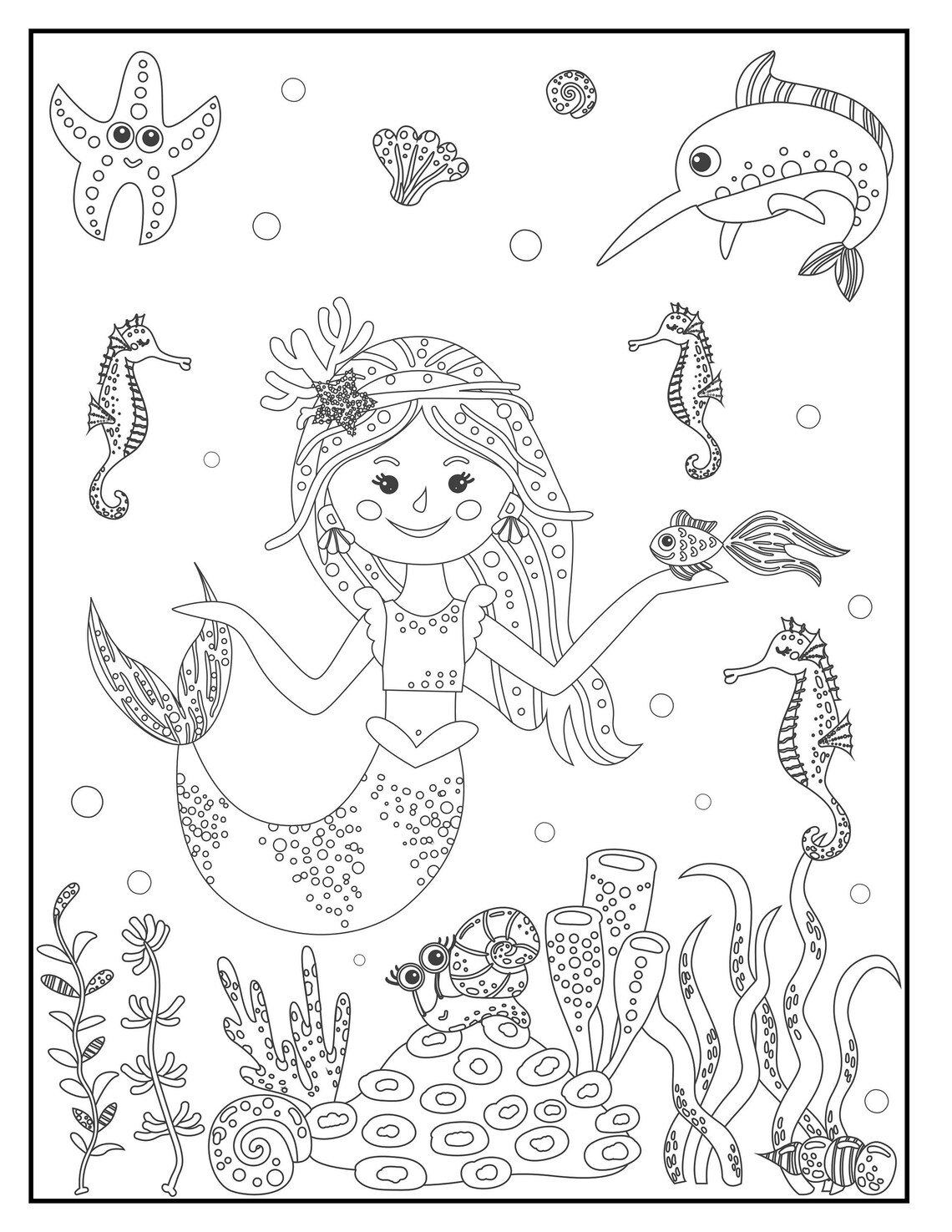 Mermaid Themed Coloring Book - Etsy