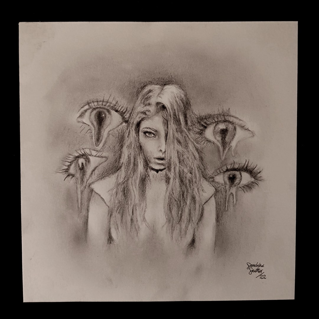 Original Drawing 'fading Perspective', Graphite on Paper, Surreal, Eyes ...