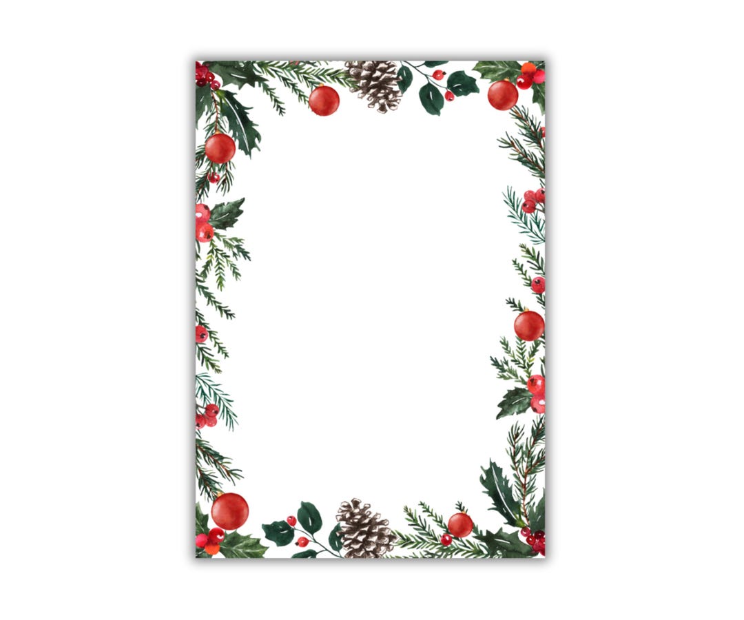 Festive Christmas Stationery Border | A4 Printable Template (digital ...