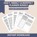 Daily Weekly Monthly Checklist Bundle 5 X Printable Templates ...
