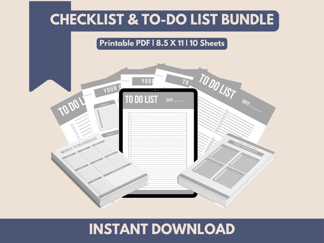 To-do-list Checklist Bundle | 10 X Printable A4 Planners | Daily ...
