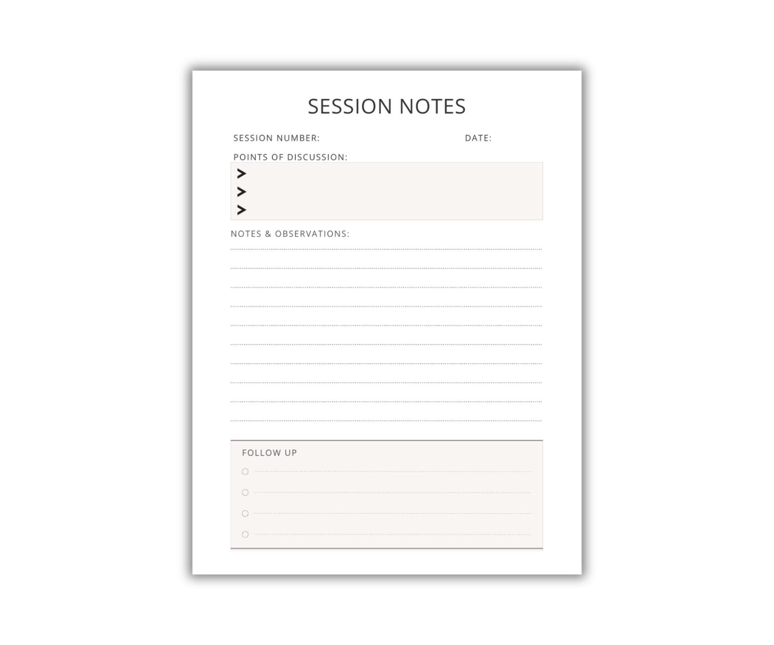Therapy Session Notes Template for Therapists & Counsellors | Printable ...