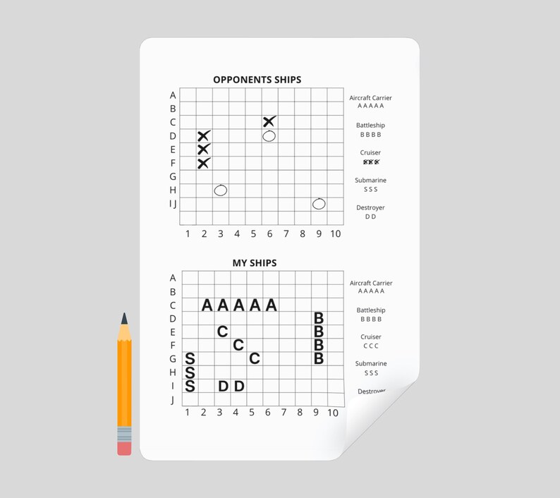 Classic Battleship Digital Game Template Instant Download Printable PDF ...