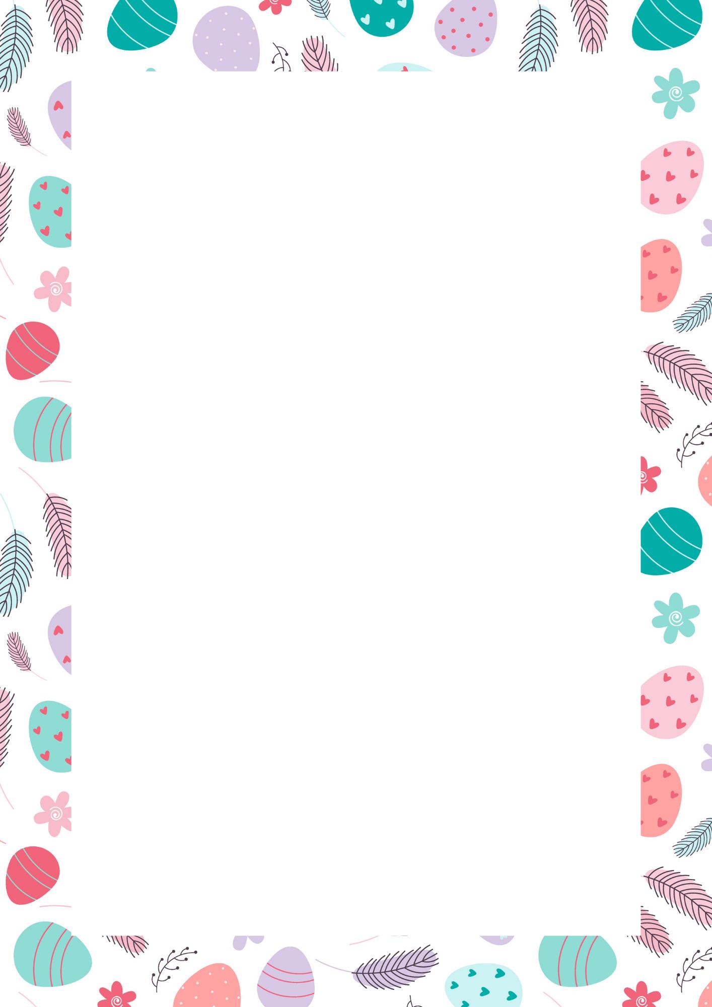 Easter Page Border PNG A4 & US Letter Size | Easter Eggs, Bunnies ...