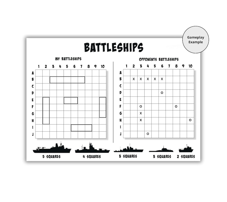 Classic Battleship Sea Battle Family Fun | Digital Game Template ...