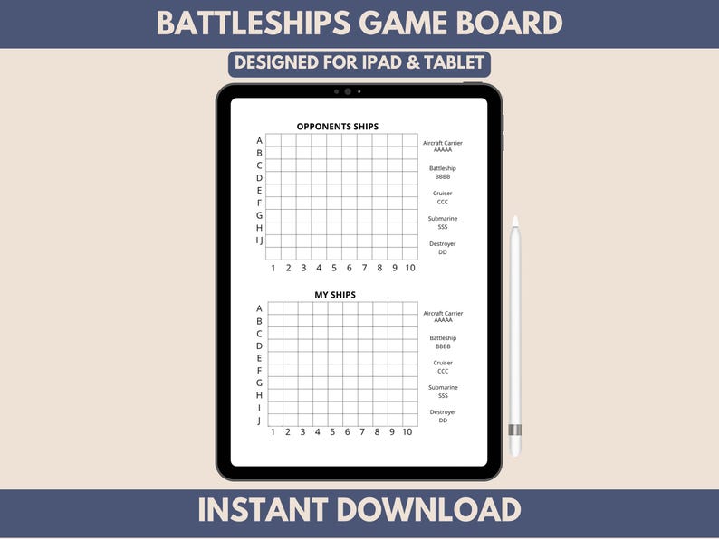 Digital Battleships Game Template Classic Battleship Game Family Game ...