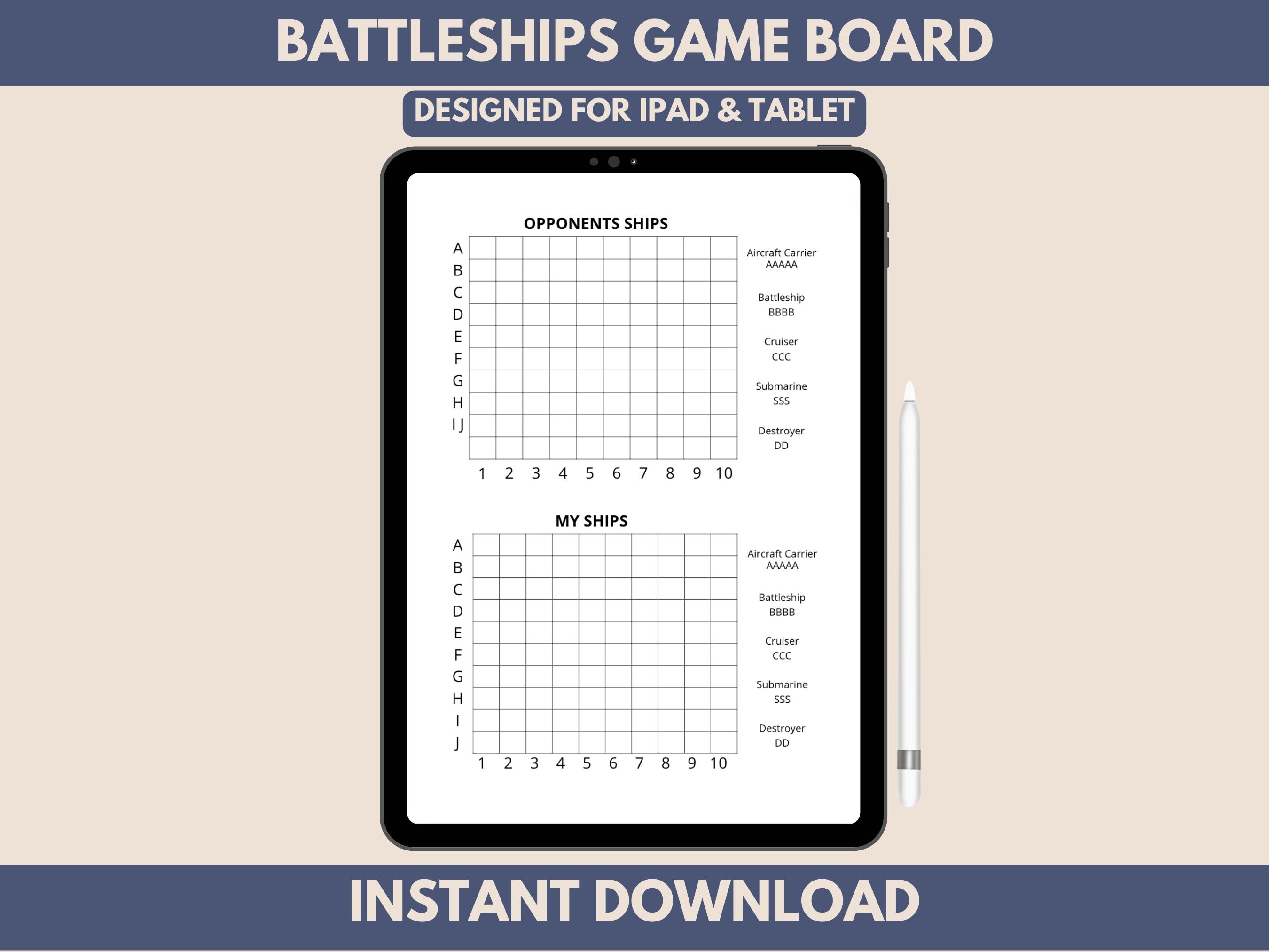 Digital Battleships Game Template Classic Battleship Game Family Game ...