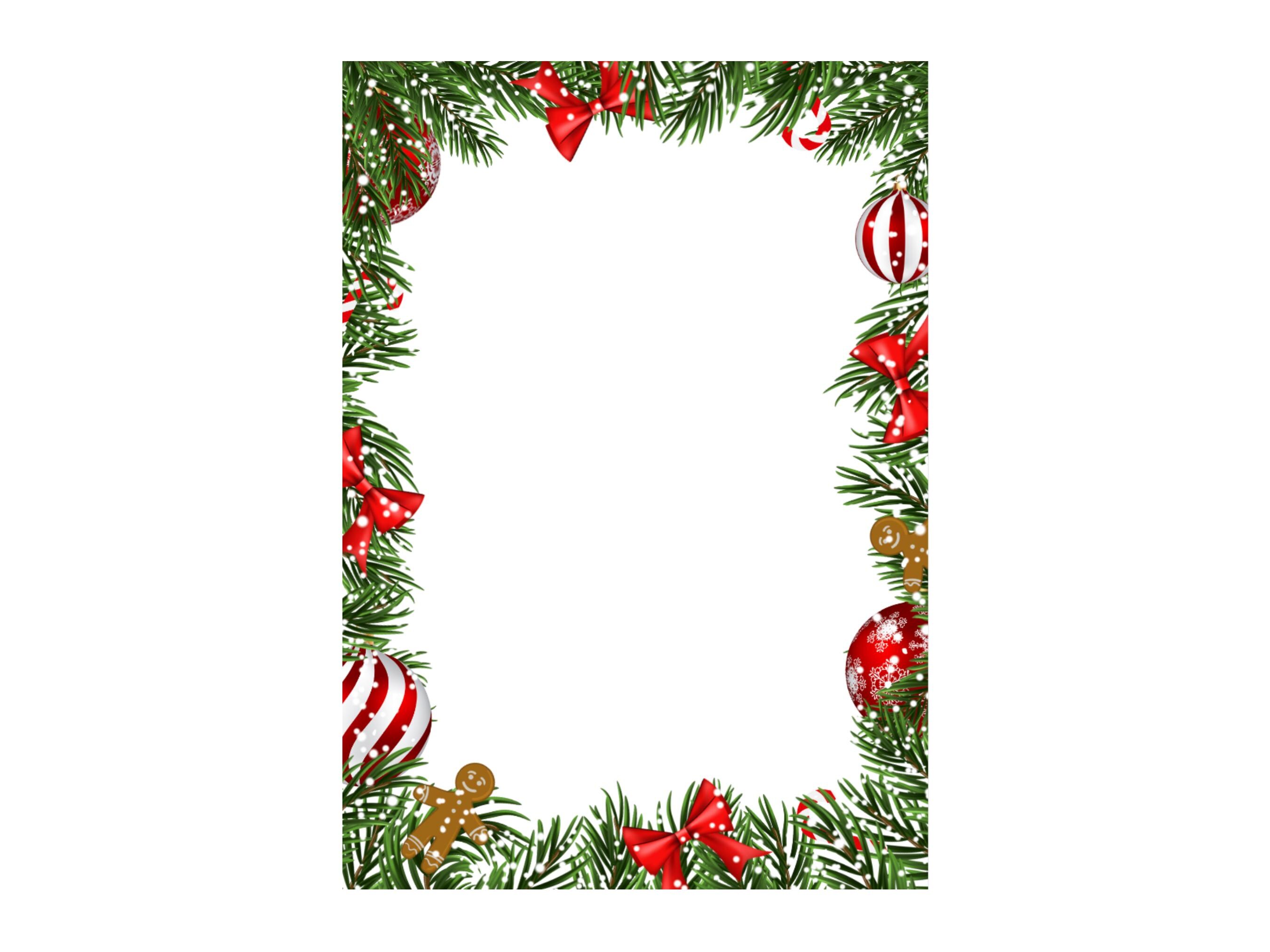 Christmas Page Border: Holiday Stationery Templates (A4 Digital ...