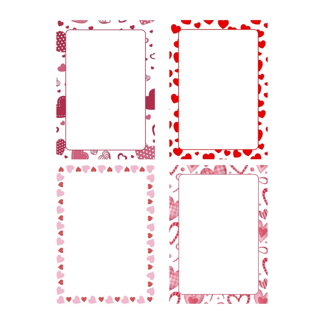 Valentine's Day Heart Page Border Set: Romantic A4 PDF Template ...