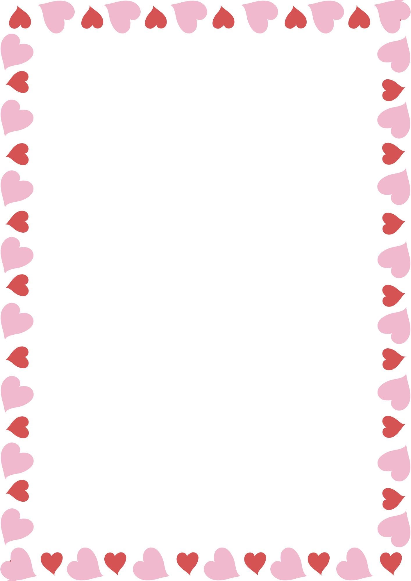 Valentine's Day Printable Set of 4 A4 Page Border | Romantic Heart PDF ...