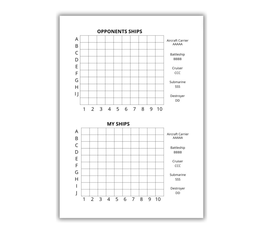 Digital Battleships Game Template Classic Battleship Game Family Game ...