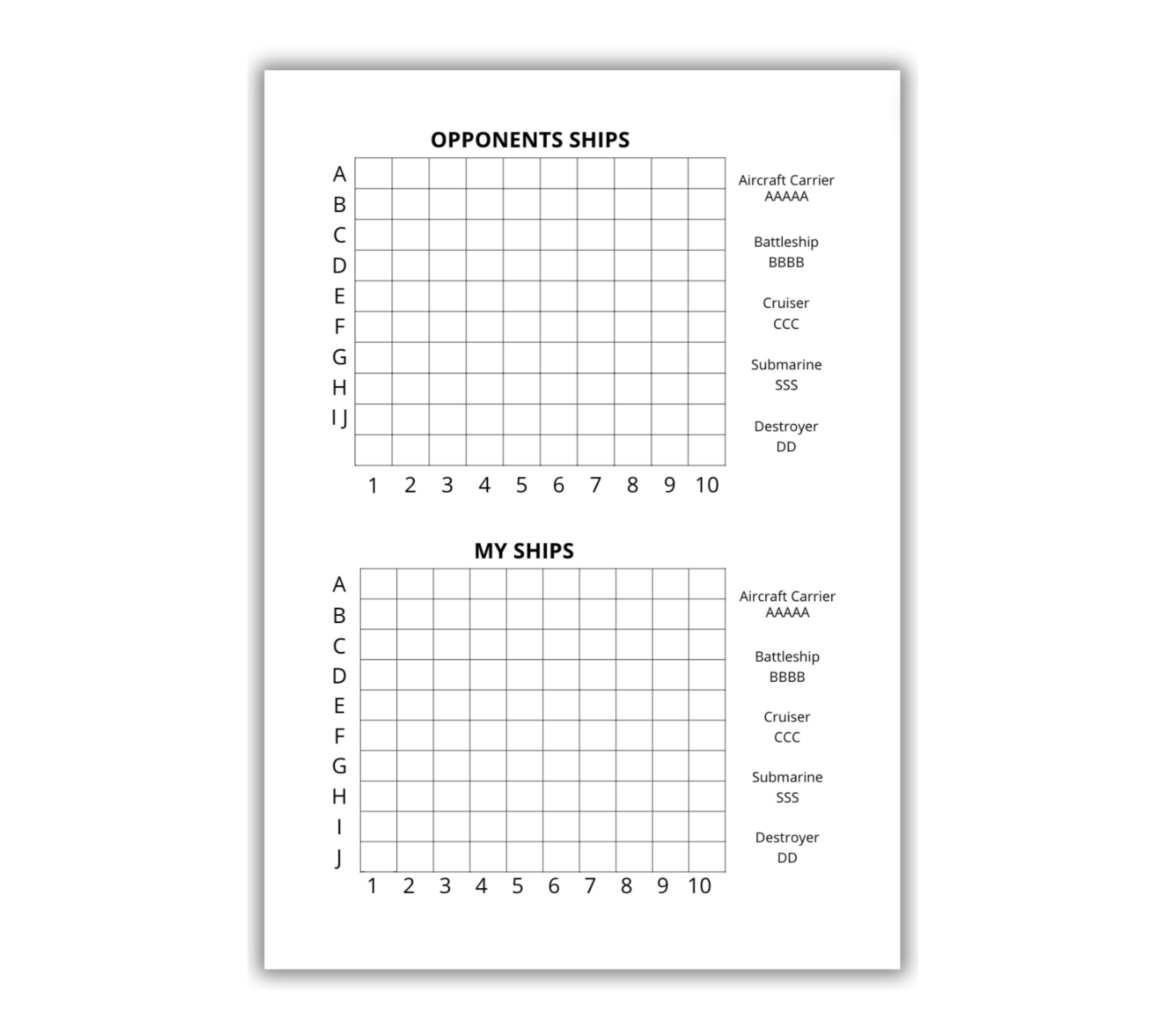 Digital Battleships Game Template Classic Battleship Game Family Game ...