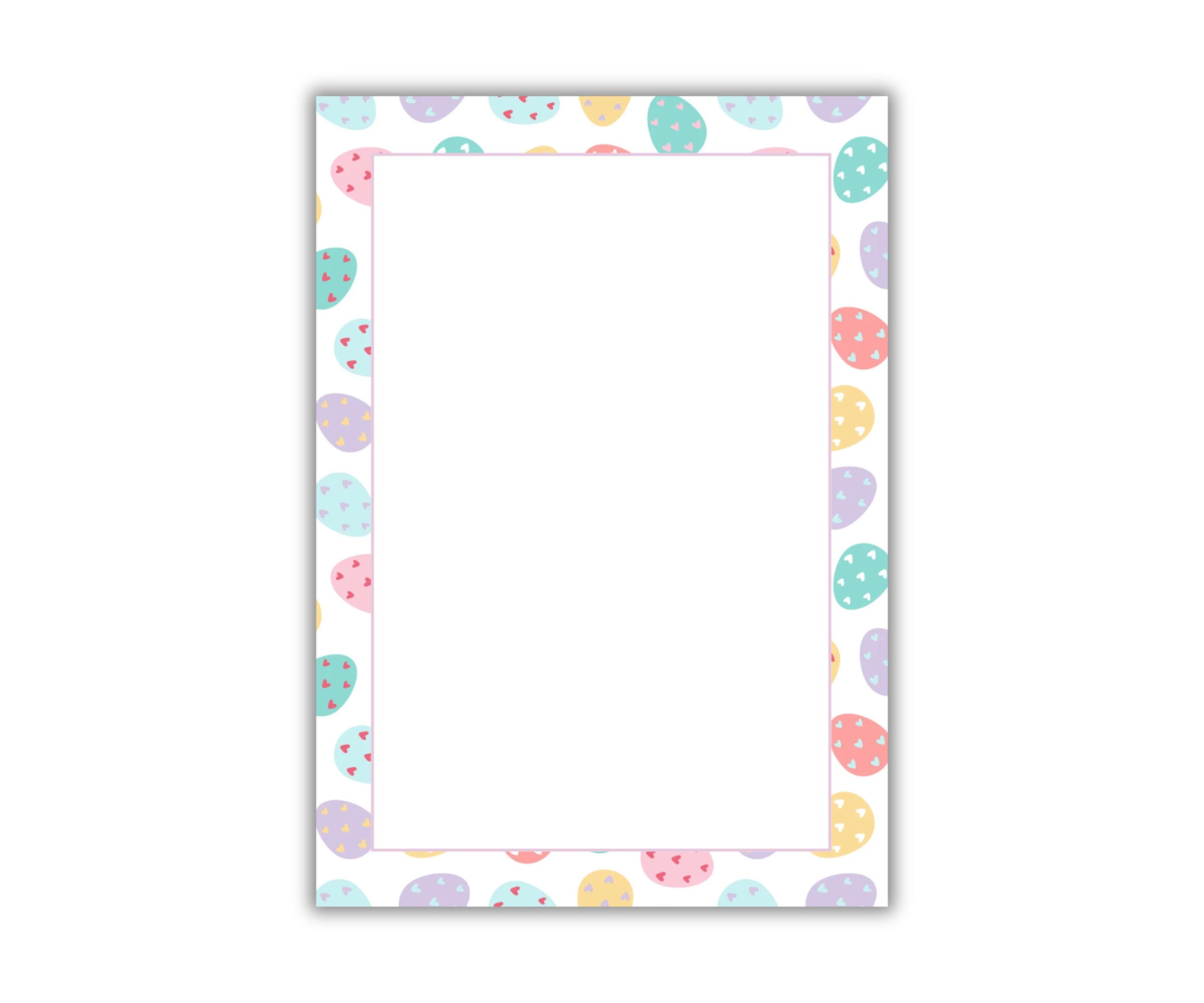 Easter Page Border PNG A4 & US Letter Size | Easter Eggs, Bunnies ...