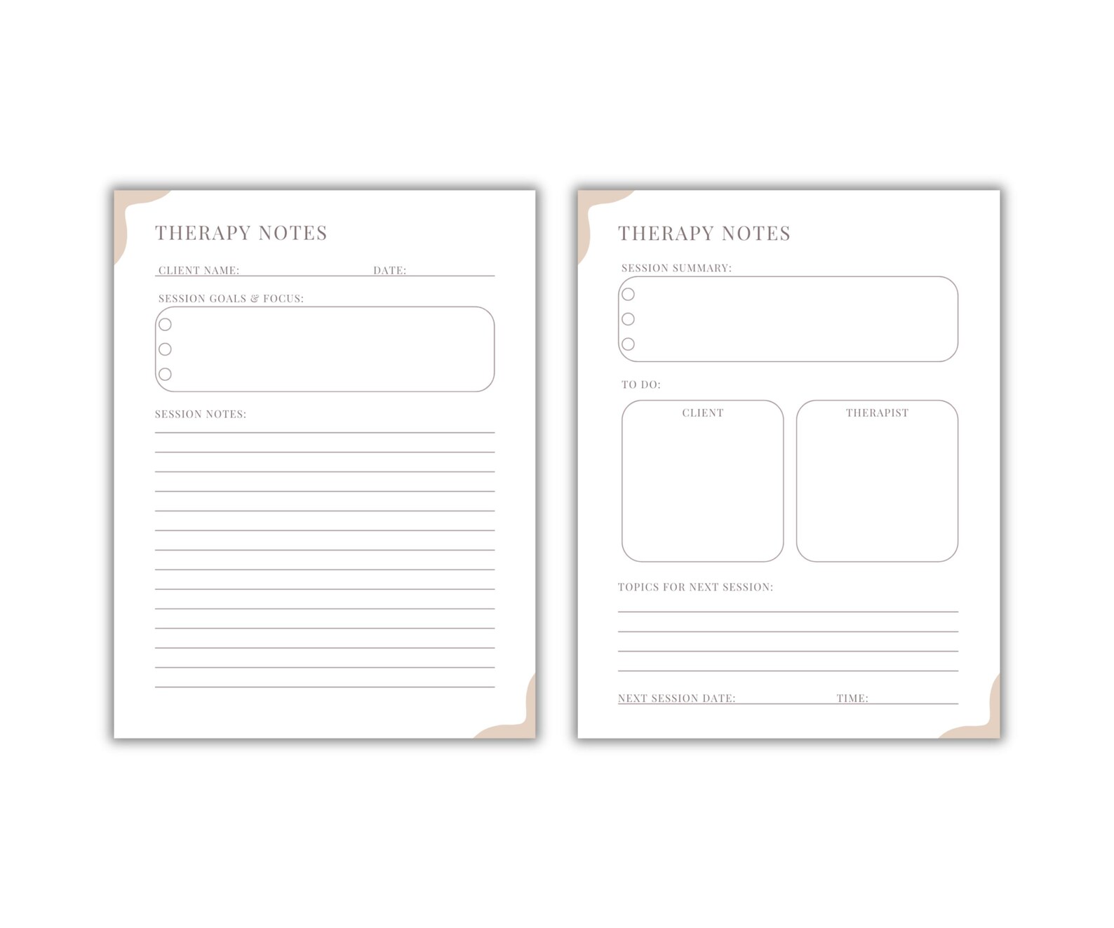 Therapy Session Notes Bundle: Printable Therapist Progress Tracker (A4 ...
