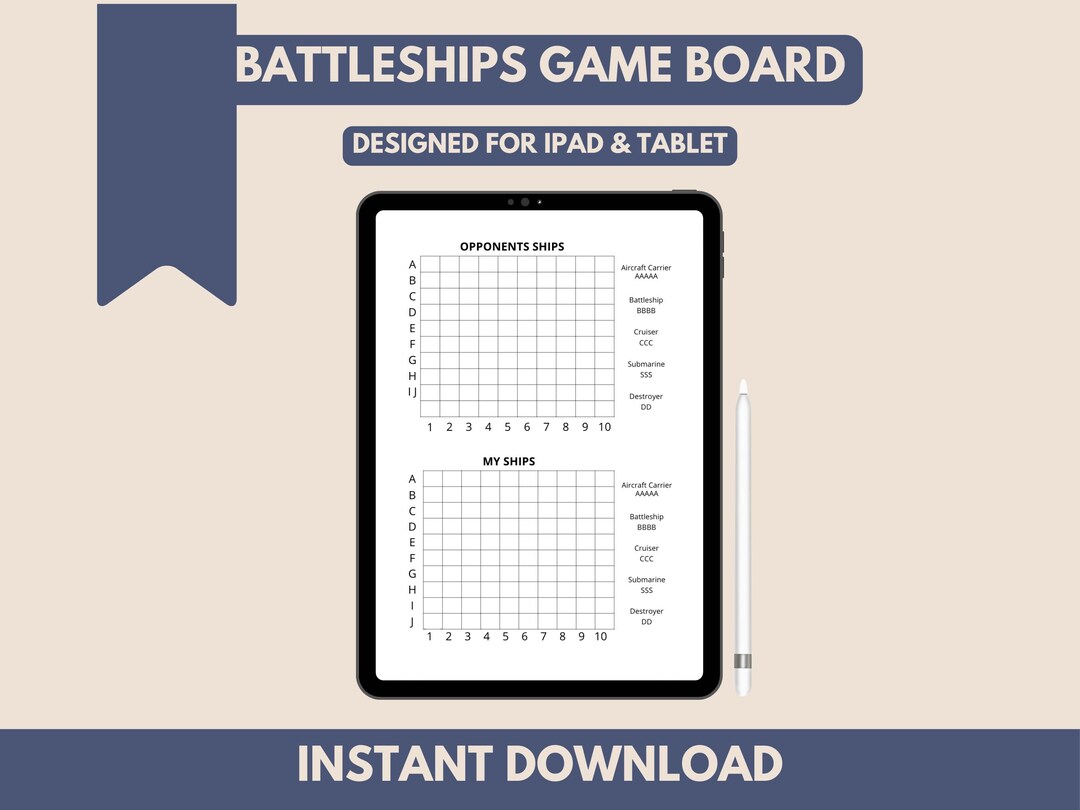 Digital Battleships Game Template Classic Battleship Game Family Game ...