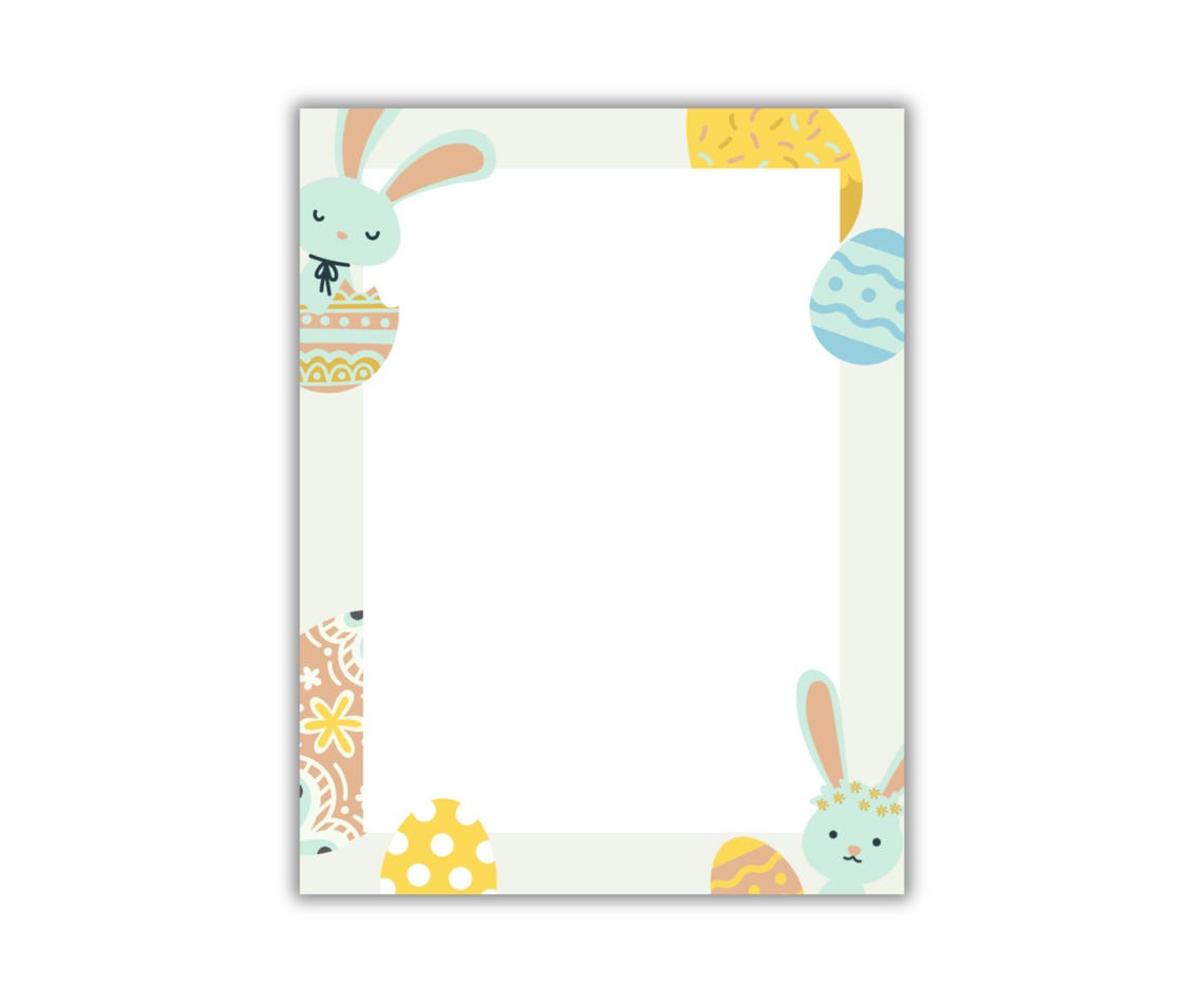 Easter Page Border PNG A4 & 8.5" X 11" US Letter | Easter Eggs, Bunnies ...